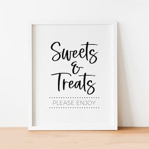 Sweets and Treats Sign for Modern Minimalist Birthday Party, Dessert ...