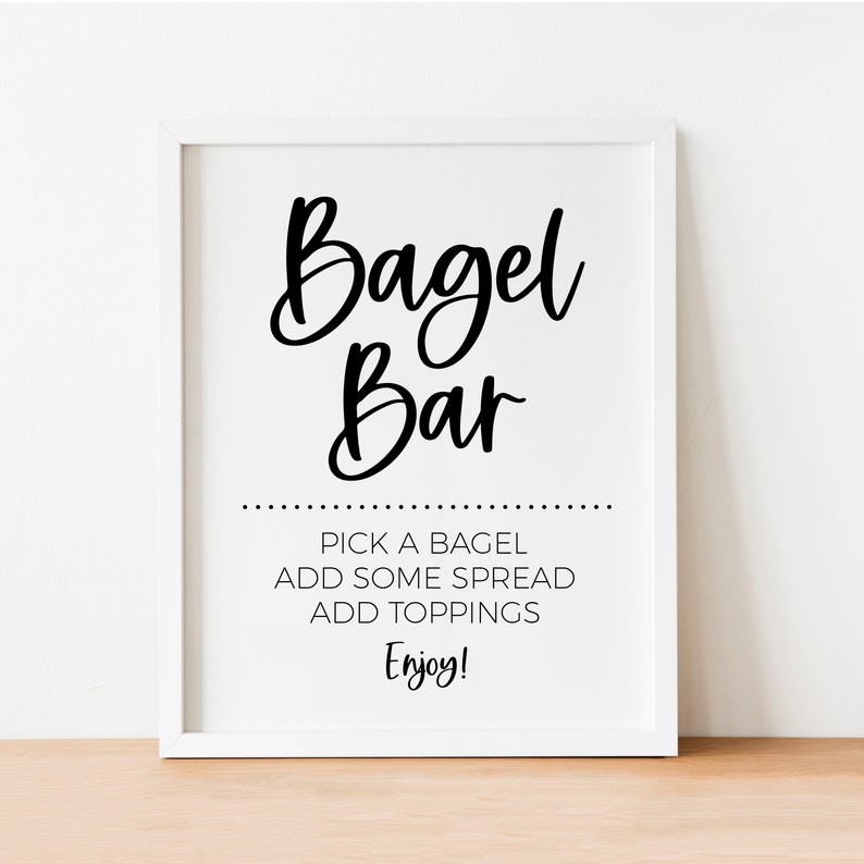Bagel Bar Sign, Brunch and Bubbly, Breakfast Sign, Modern Bridal Brunch ...