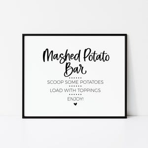 Mashed Potato Bar Sign, Make Your Own Food Bar Buffet Table for Modern ...