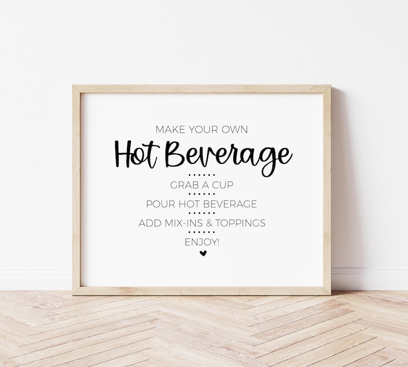 Hot Beverage Bar Sign, Drink Station, Coffee Tea Hot Chocolate Sign ...
