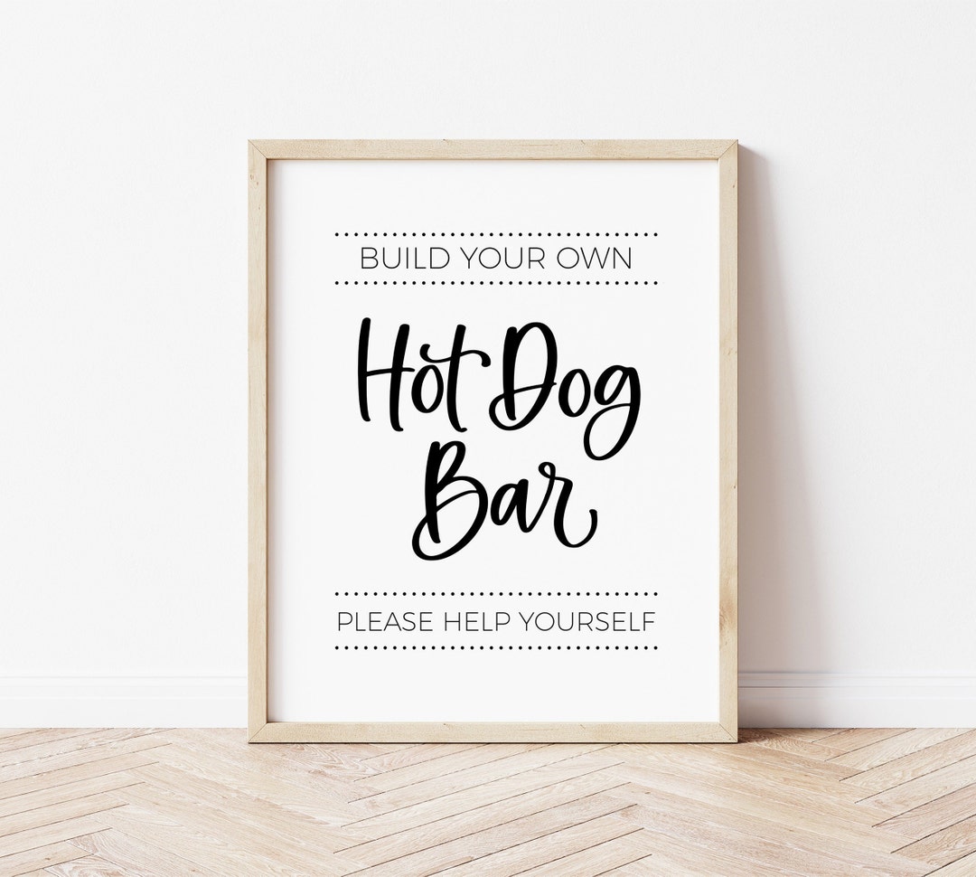 Hot Dog Bar Sign, Modern Minimalist Food Table Decor for Graduation ...