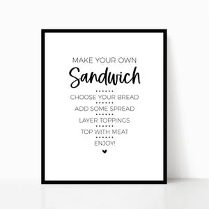 Sandwich Bar Sign, Sandwich Station, Make Your Own Food Bar, Buffet ...