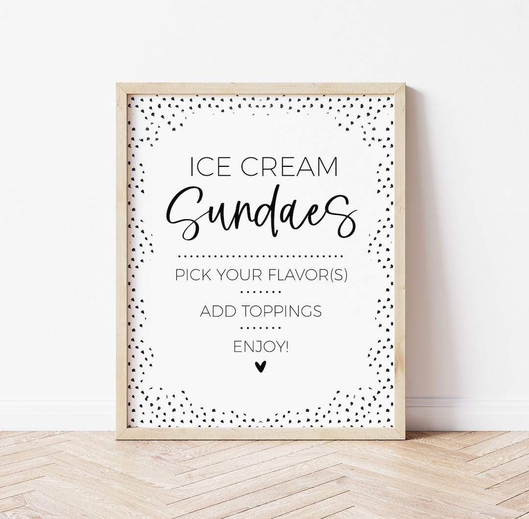 Ice Cream Sundae Bar Sign for Modern Minimalist Birthday Party, Bridal ...