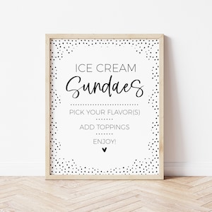 Ice Cream Sundae Bar Sign for Modern Minimalist Birthday Party, Bridal ...