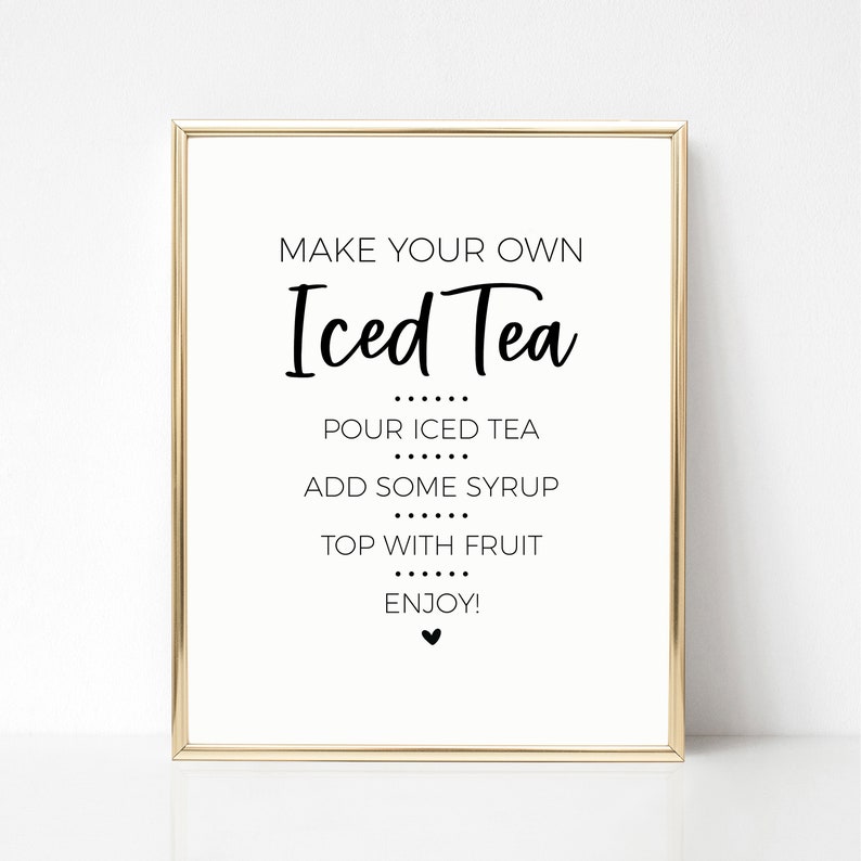 Iced Tea Bar Sign for Baby Shower, Bridal Shower, Retirement Party ...