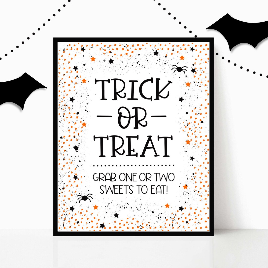 Trick or Treat Porch Sign for Halloween, Cute Candy Bowl Sign for Front ...