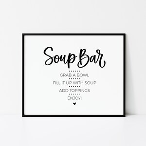 Soup Bar Sign, Make Your Own Food Bar Buffet Table for Modern ...