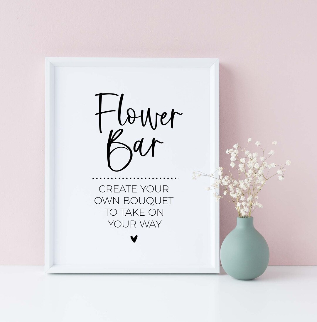 Flower Bar Sign for Boho Modern Bridal Shower, Baby Shower, Bouquet Bar ...