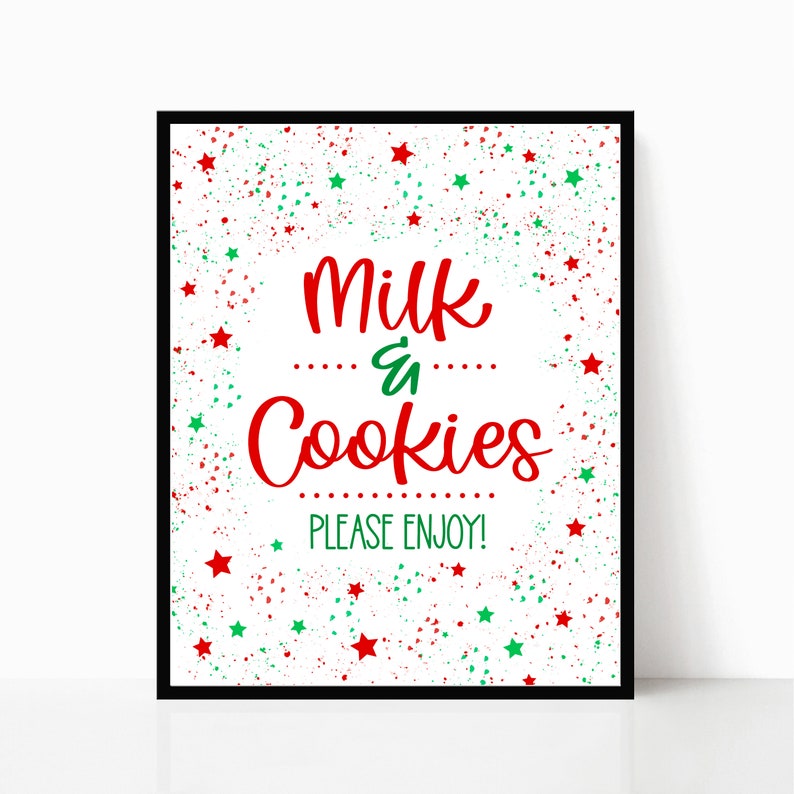 Milk and Cookies Sign for Christmas, Holiday Party, Cookie Bar, Dessert ...