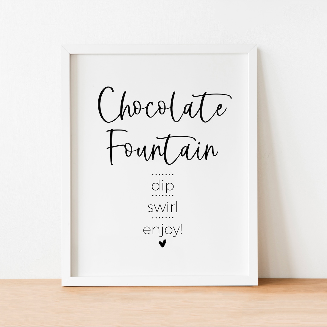 Chocolate Fountain Fondue Sign, Dessert Bar Station, Minimalist Party ...
