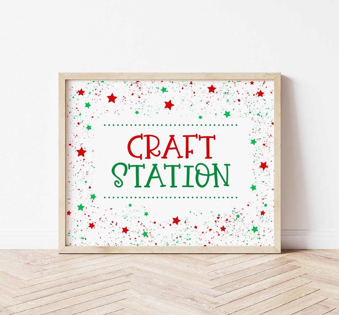 Craft Station Sign for Christmas Party, Arts and Crafts Holiday Party ...