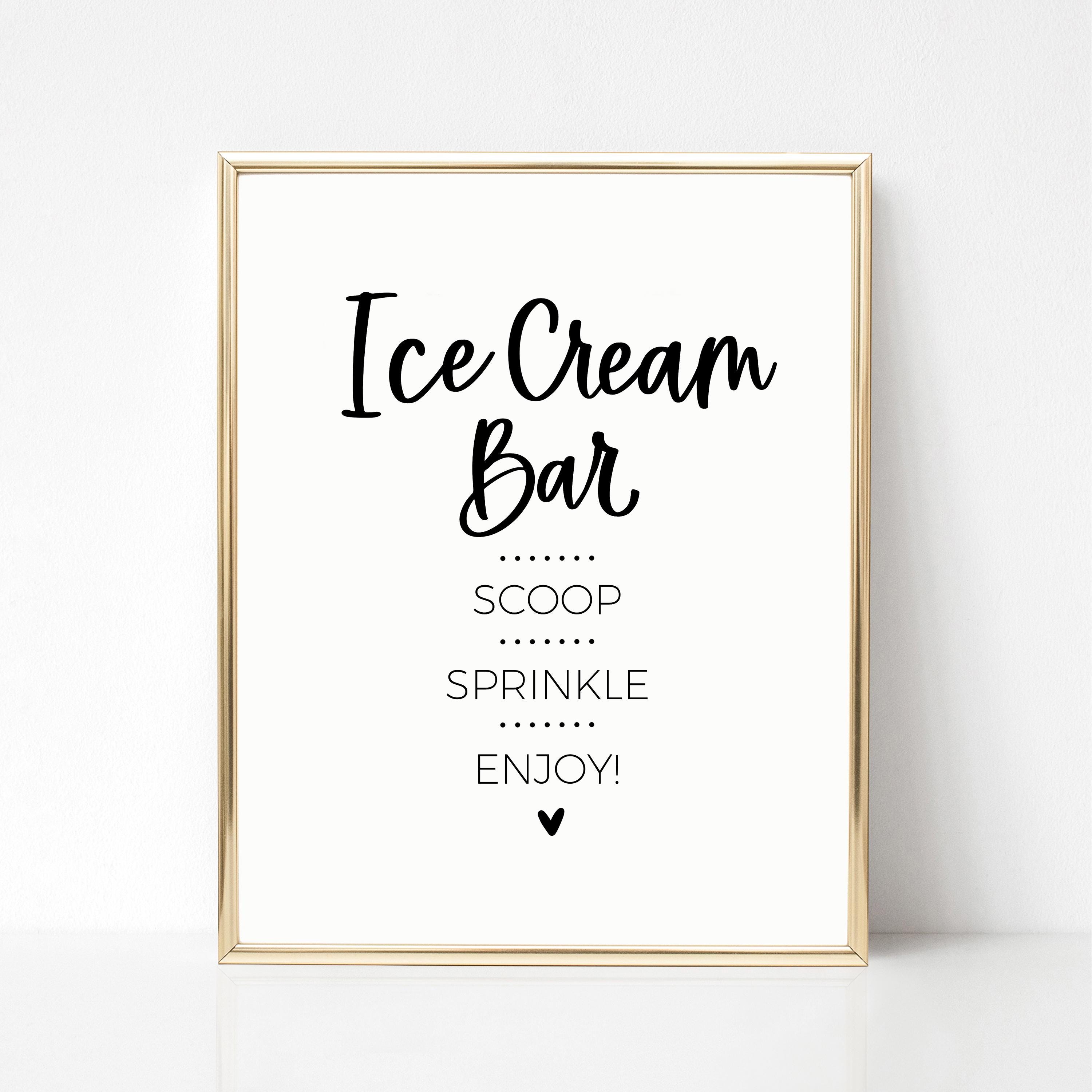 Ice Cream Sundae Bar Sign for Modern Minimalist Birthday Graduation ...