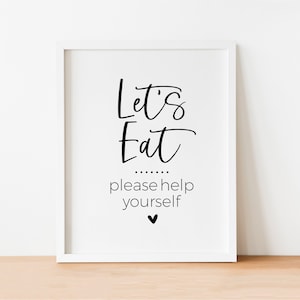 Let's Eat Food Sign for Modern Minimalist Buffet Table, Birthday ...
