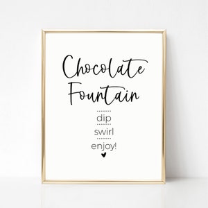 Chocolate Fountain Fondue Sign, Dessert Bar Station, Minimalist Party ...