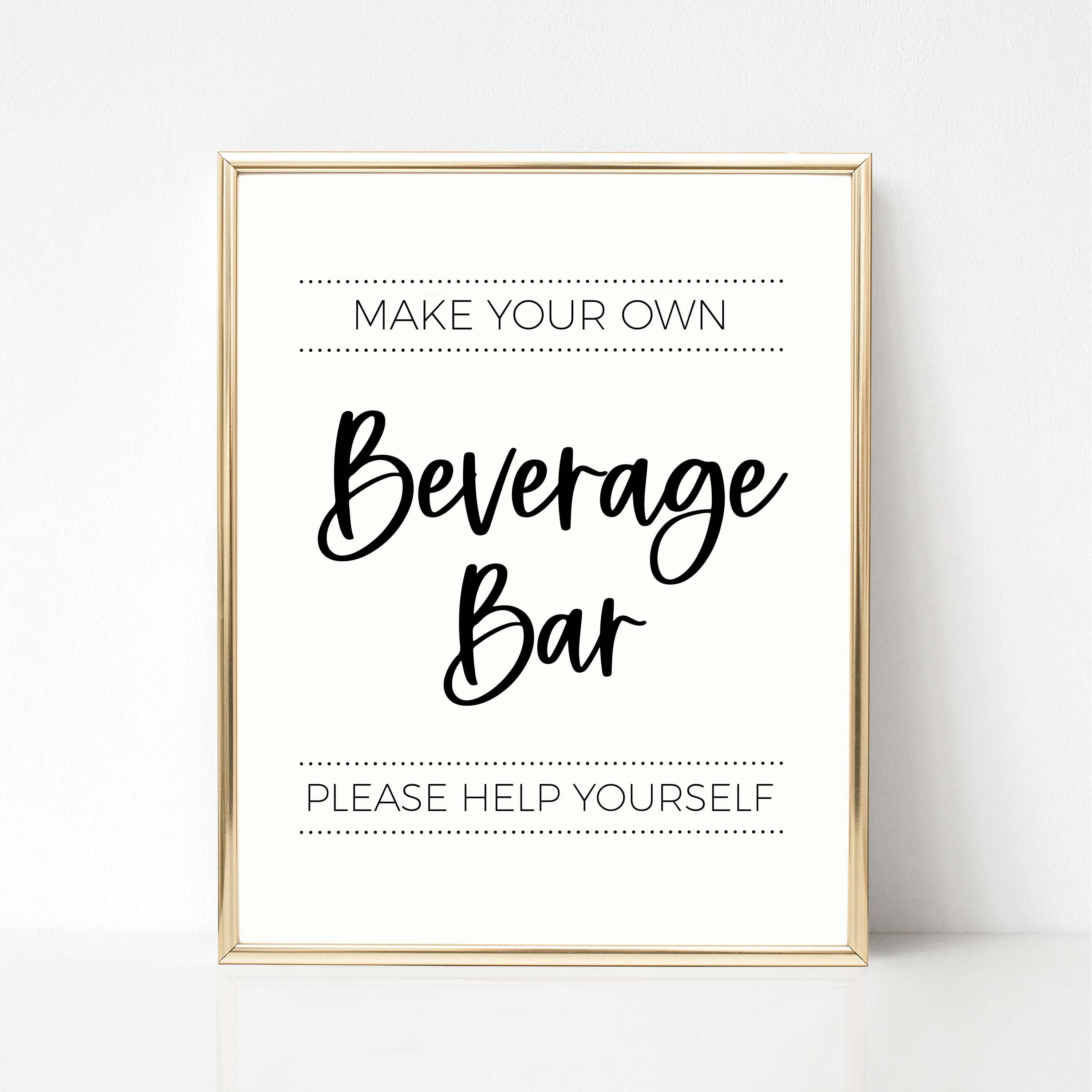 Beverage Bar Sign, Make Your Own Wedding Drink Station, Soda and Juice ...