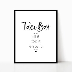 Taco Bar Sign, Fiesta Food Table Decor for Cinco De Mayo, Graduation ...