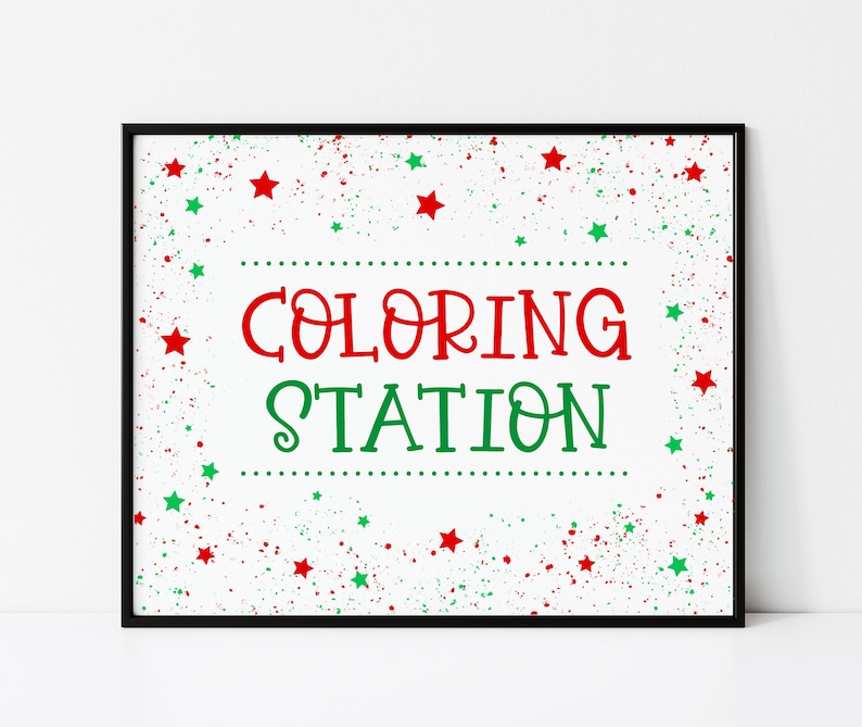 Coloring Station Sign for Christmas, Kids Birthday Party, Holiday Arts ...