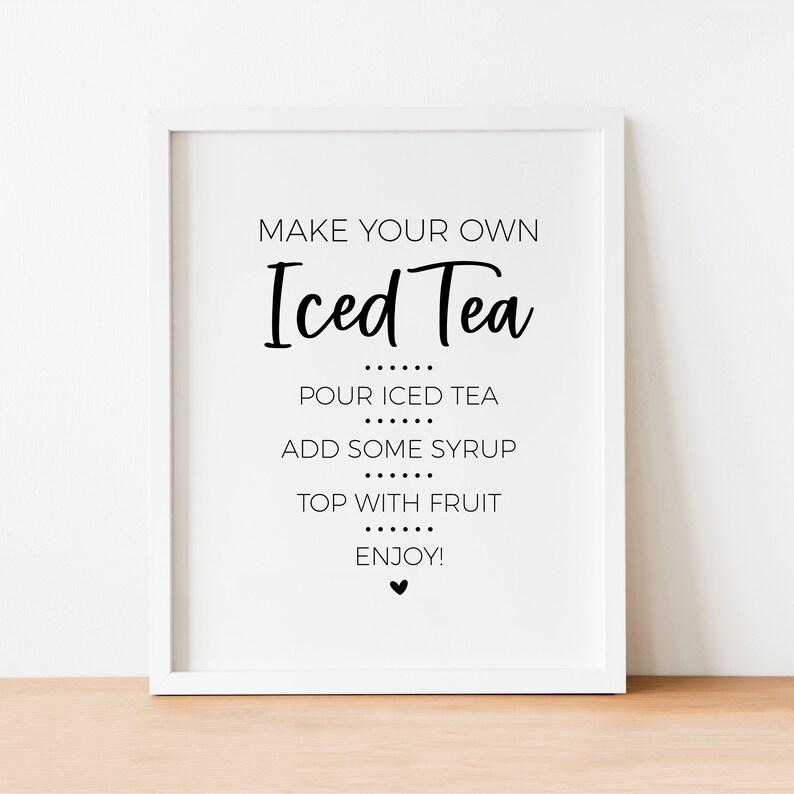 Iced Tea Bar Sign for Baby Shower, Bridal Shower, Retirement Party ...