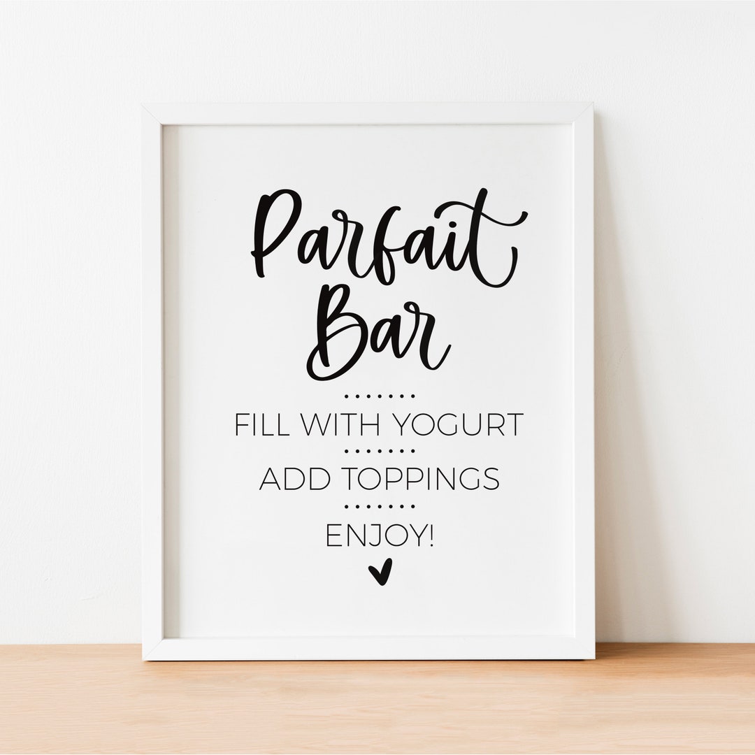 Parfait Yogurt Bar Sign for Minimalist Bridal Brunch, Modern Baby ...