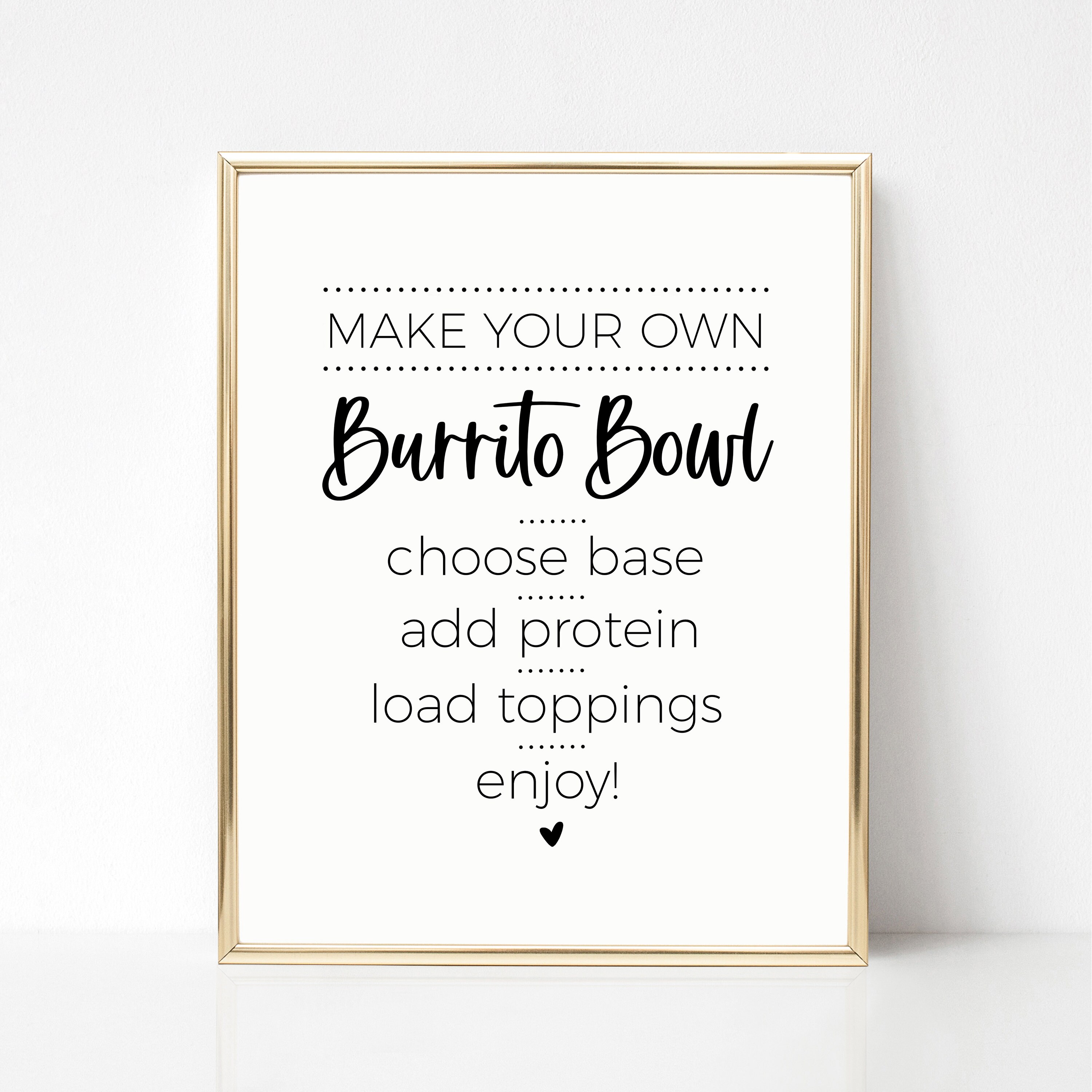 Burrito Bowl Bar Sign, Fiesta Food Table Decor for Cinco De Mayo ...