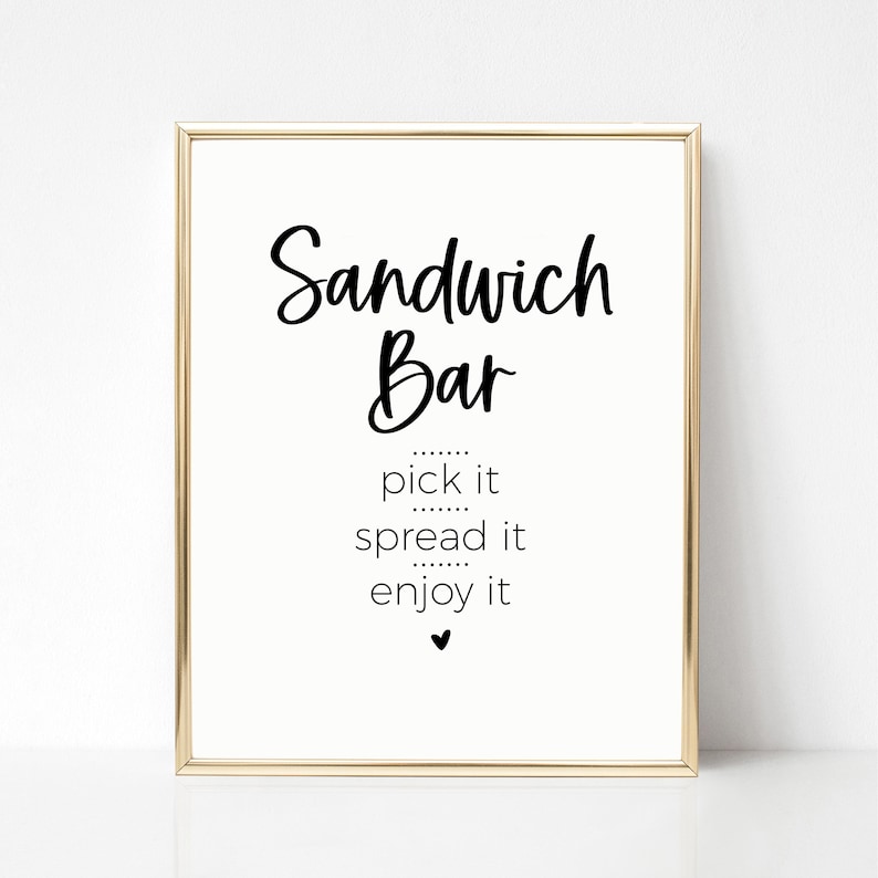 Sandwich Bar Sign, Sandwich Station, Make Your Own Food Bar, Buffet ...