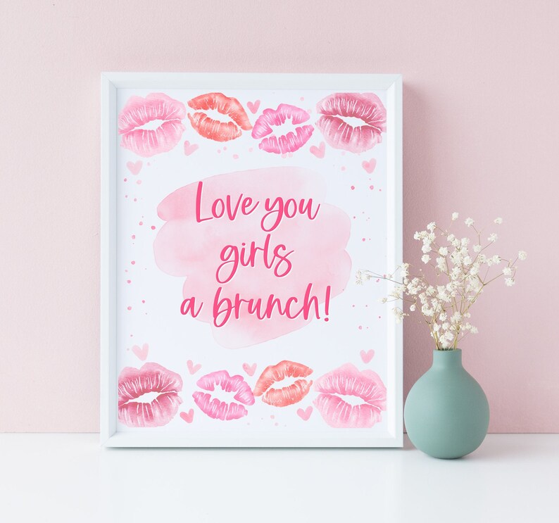 Love You Girls Sign, Coquette Galentine's Brunch, Bachelorette, Bridal ...