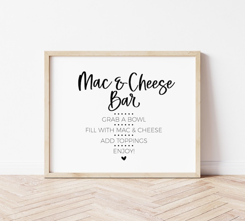 Mac and Cheese Bar Sign, Make Your Own Food Bar Buffet Table for Modern ...