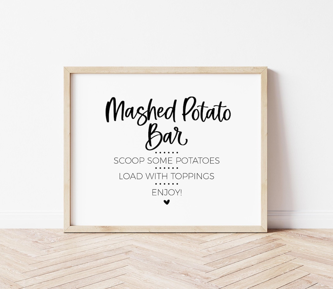 Mashed Potato Bar Sign, Make Your Own Food Bar Buffet Table for Modern ...