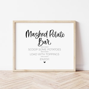 Mashed Potato Bar Sign, Make Your Own Food Bar Buffet Table for Modern ...
