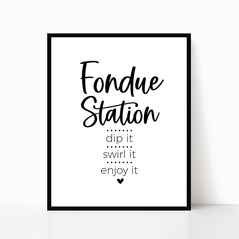 Fondue Station Sign for Modern Minimalist Party, Chocolate Fountain ...