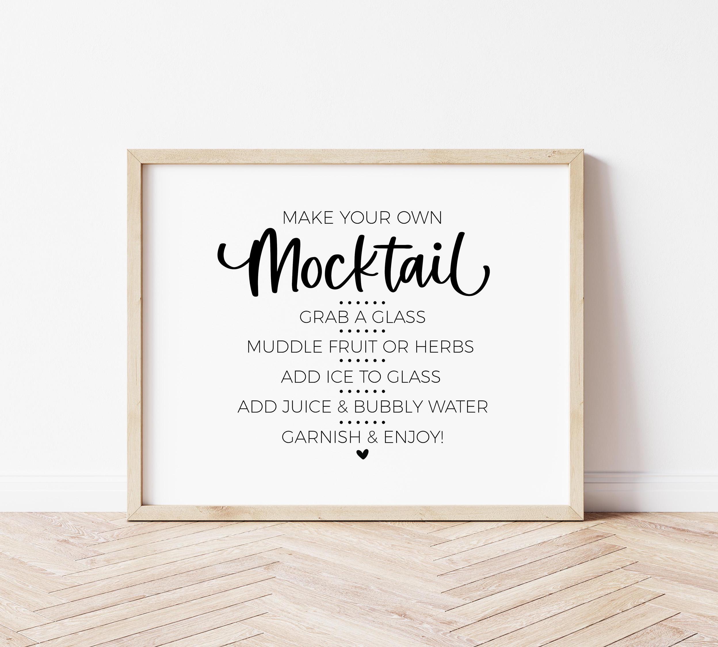 Mocktail Bar Sign for Modern Minimalist Baby Bridal Shower, Graduation ...