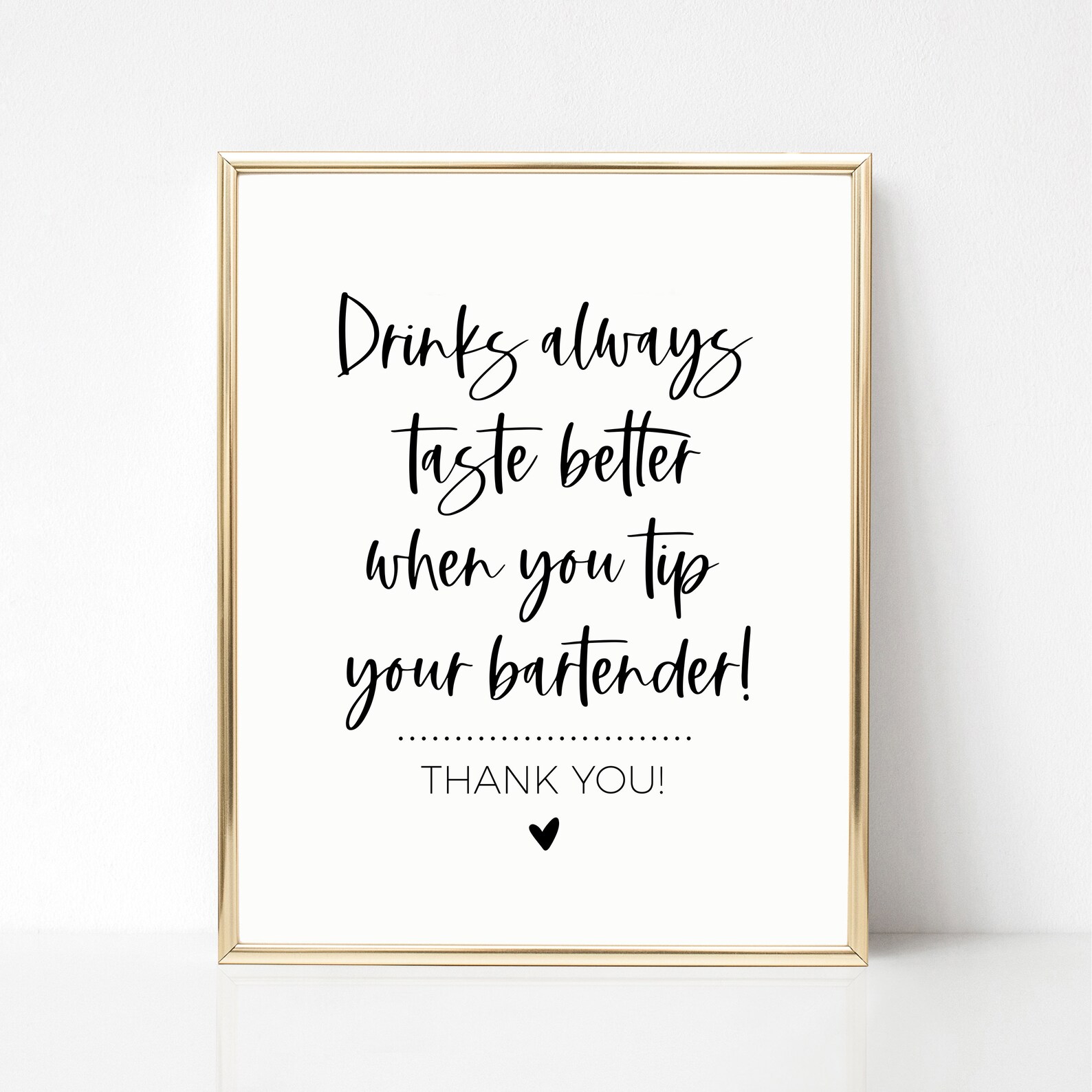 Bartender Tip Jar Sign for Wedding, Anniversary, Birthday Party, Open ...