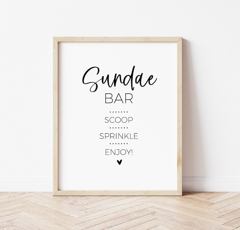 Ice Cream Station Sundae Bar Sign for Modern Minimalist Birthday ...