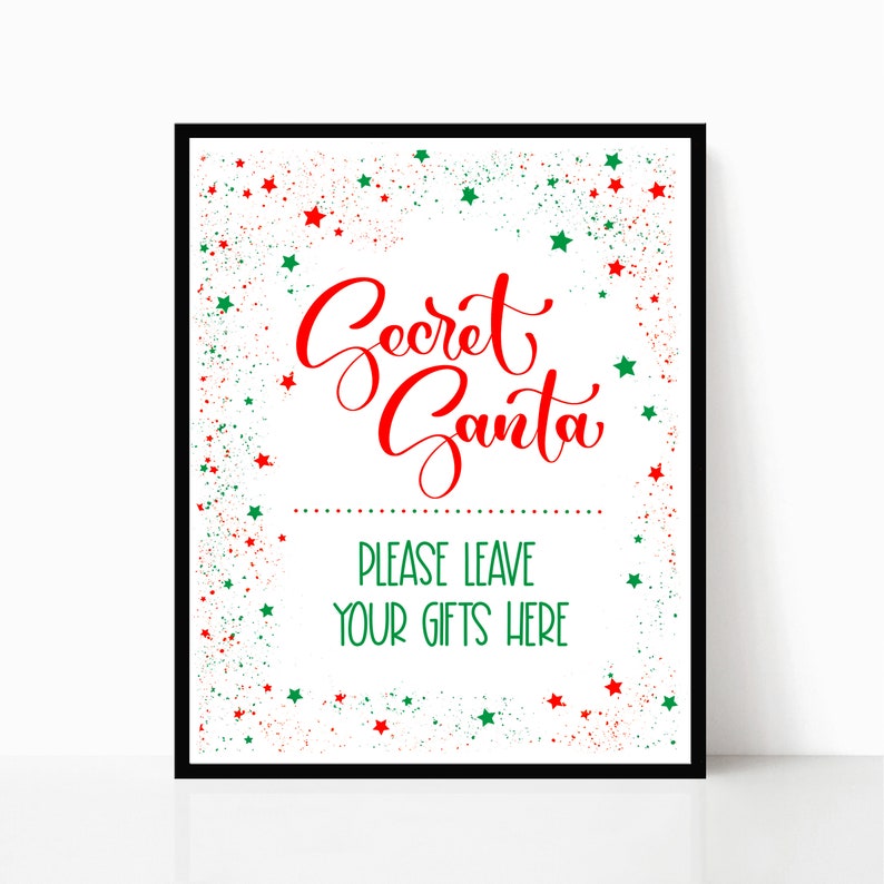 Secret Santa Leave Gift Here Sign for Christmas Holiday Party, Family ...