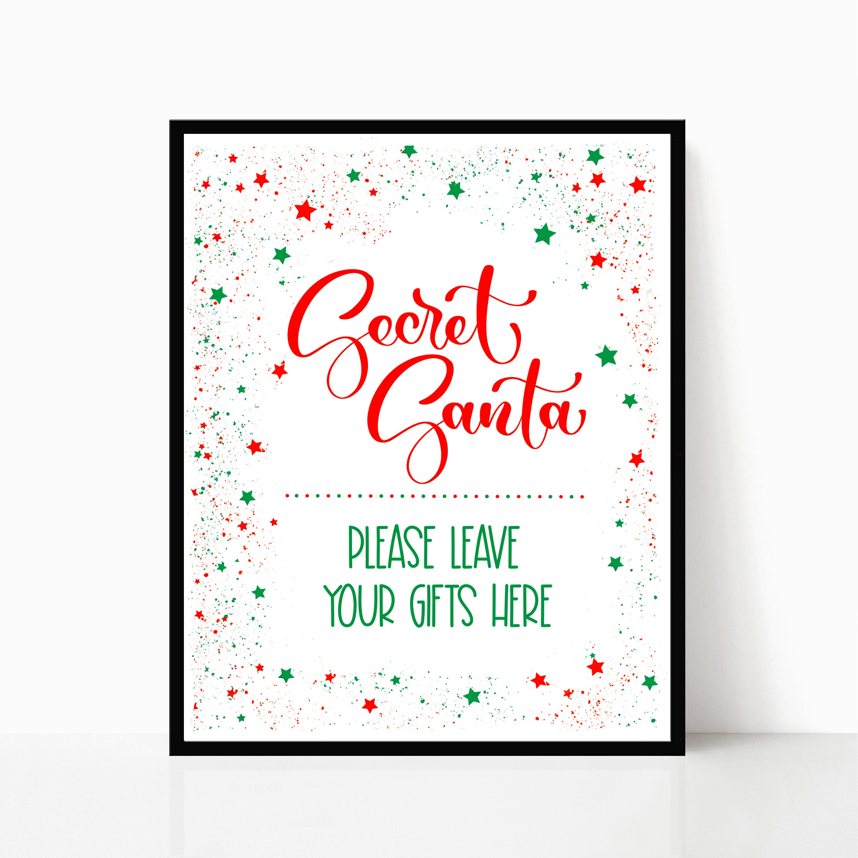 Secret Santa Leave Gift Here Sign for Christmas Holiday Party, Family ...