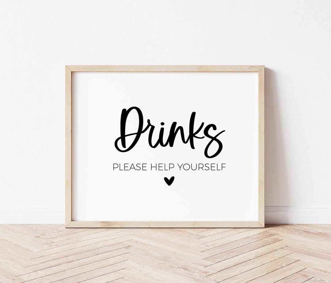 Drinks Sign for Modern Minimalist Graduation, Baby Shower, Bridal ...