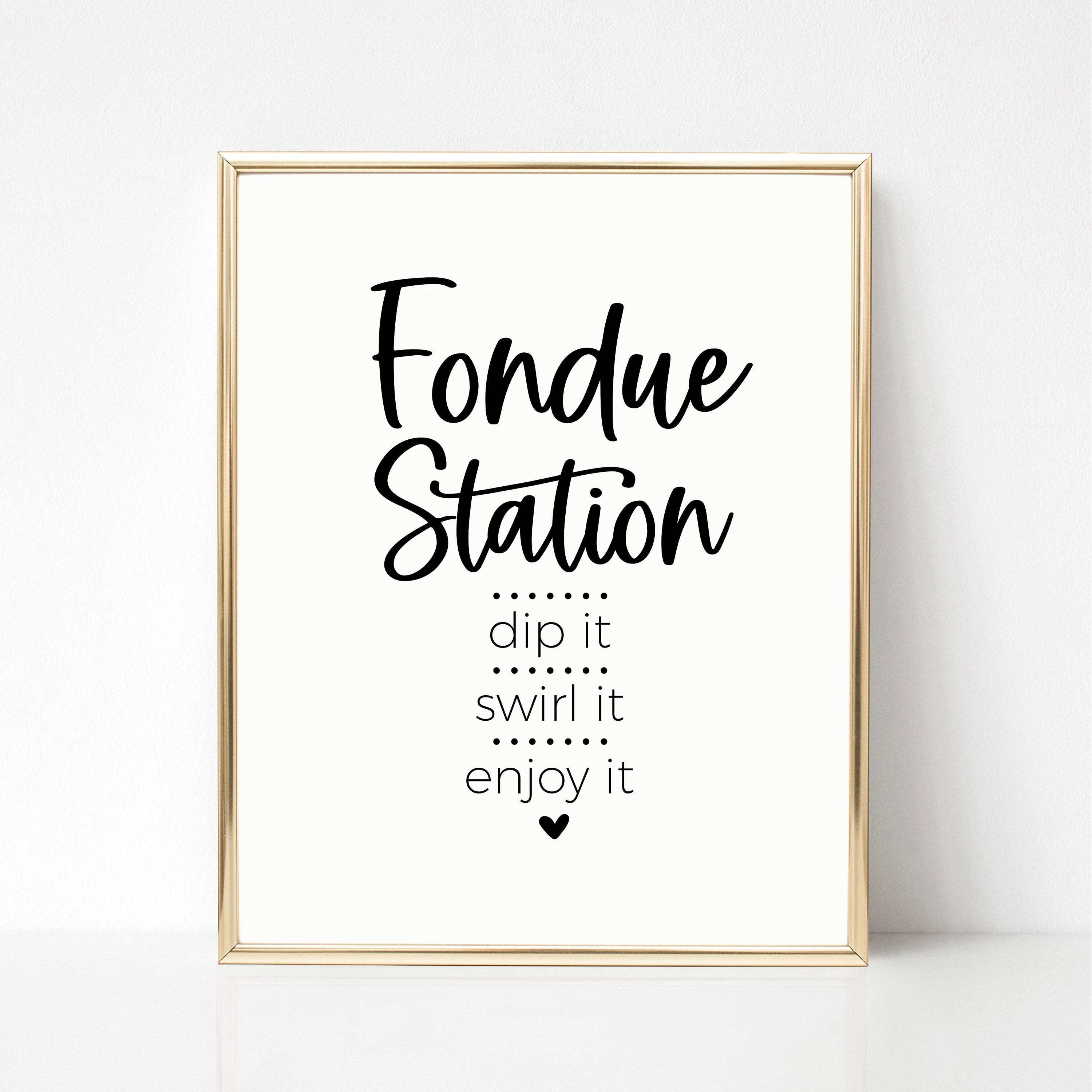 Fondue Station Sign for Modern Minimalist Party, Chocolate Fountain ...