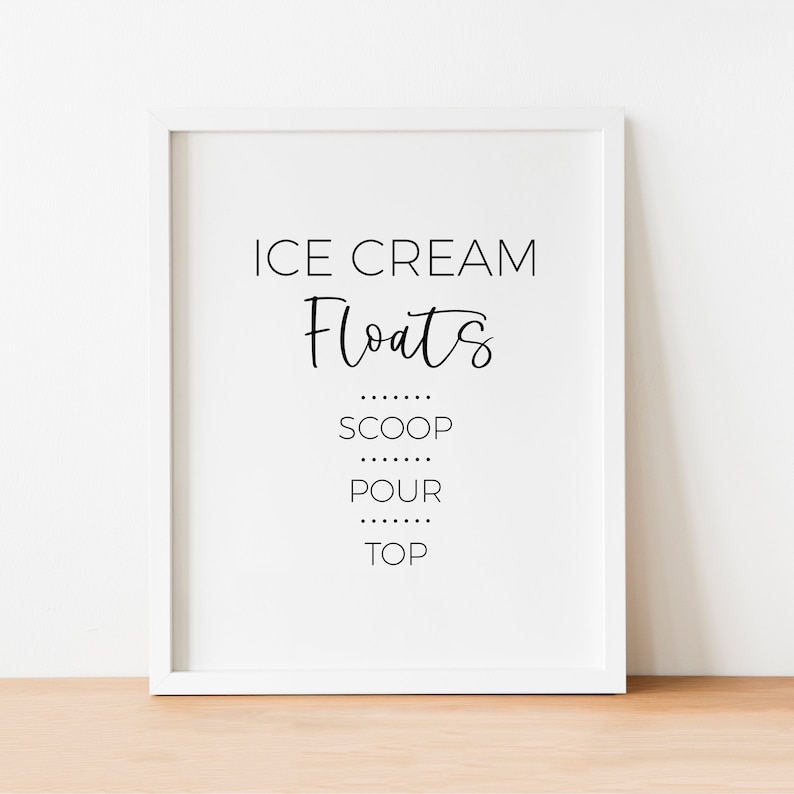 Ice Cream Floats Sign for Modern Minimalist Graduation Party, Kid's ...