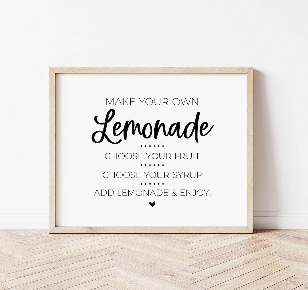 Lemonade Bar Drink Sign, Make Your Own Drink Station, Beverage Bar for ...