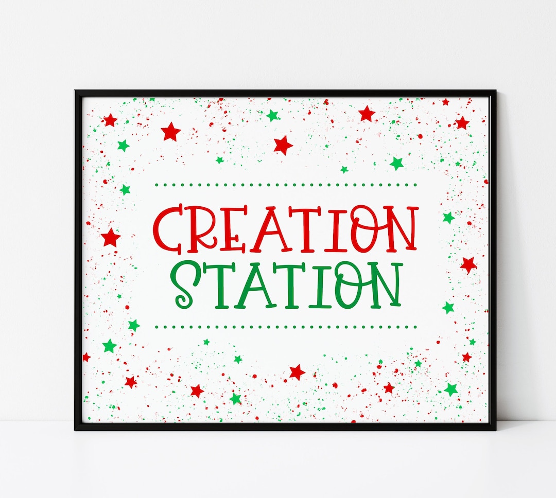Creation Station Sign for Christmas Party, Arts and Crafts Holiday ...