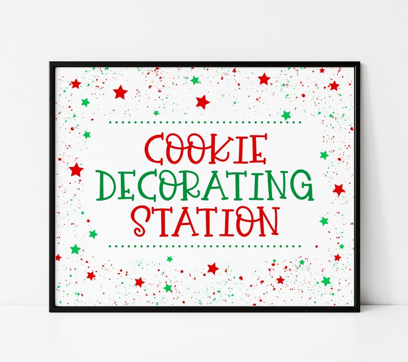 Cookie Decorating Station Sign for Christmas Party, Kids Baking Holiday ...