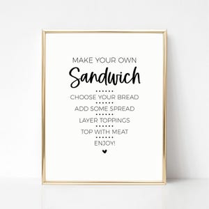 Sandwich Bar Sign, Sandwich Station, Make Your Own Food Bar, Buffet ...
