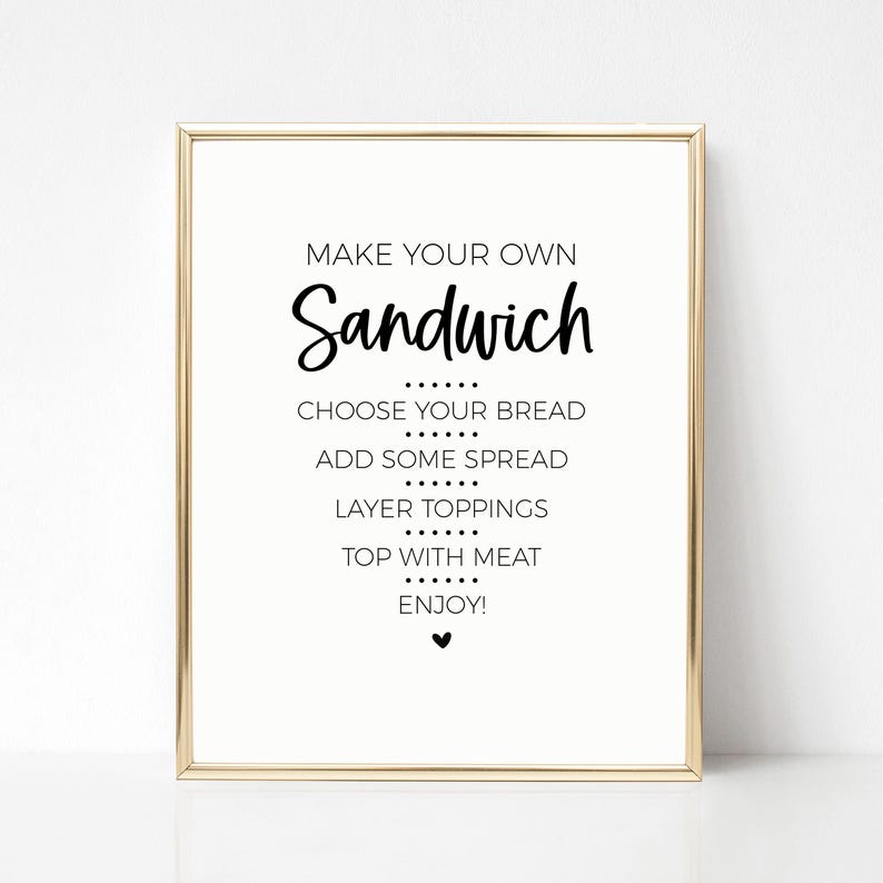 Sandwich Bar Sign, Sandwich Station, Make Your Own Food Bar, Buffet ...