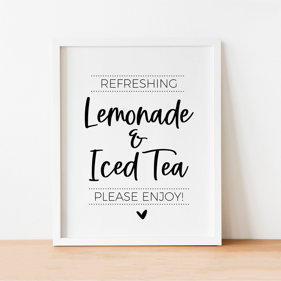 Lemonade and Iced Tea Drink Sign, Beverage Station for Graduation, Baby ...