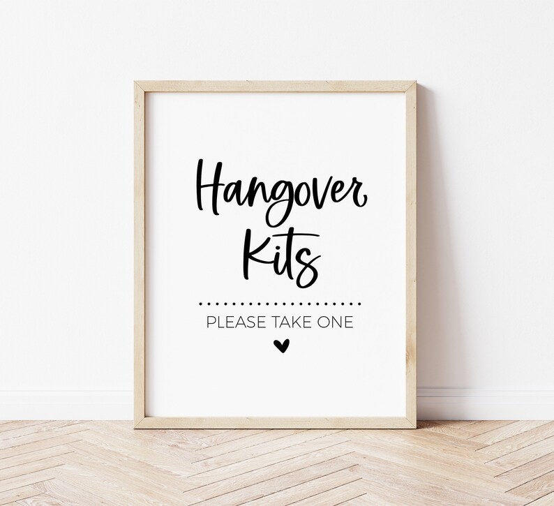 Hangover Kits Sign for Modern Minimalist Wedding, Bachelorette ...