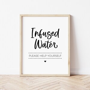 Infused Water Bar Sign for Modern Minimalist Bridal Shower, Baby Shower ...