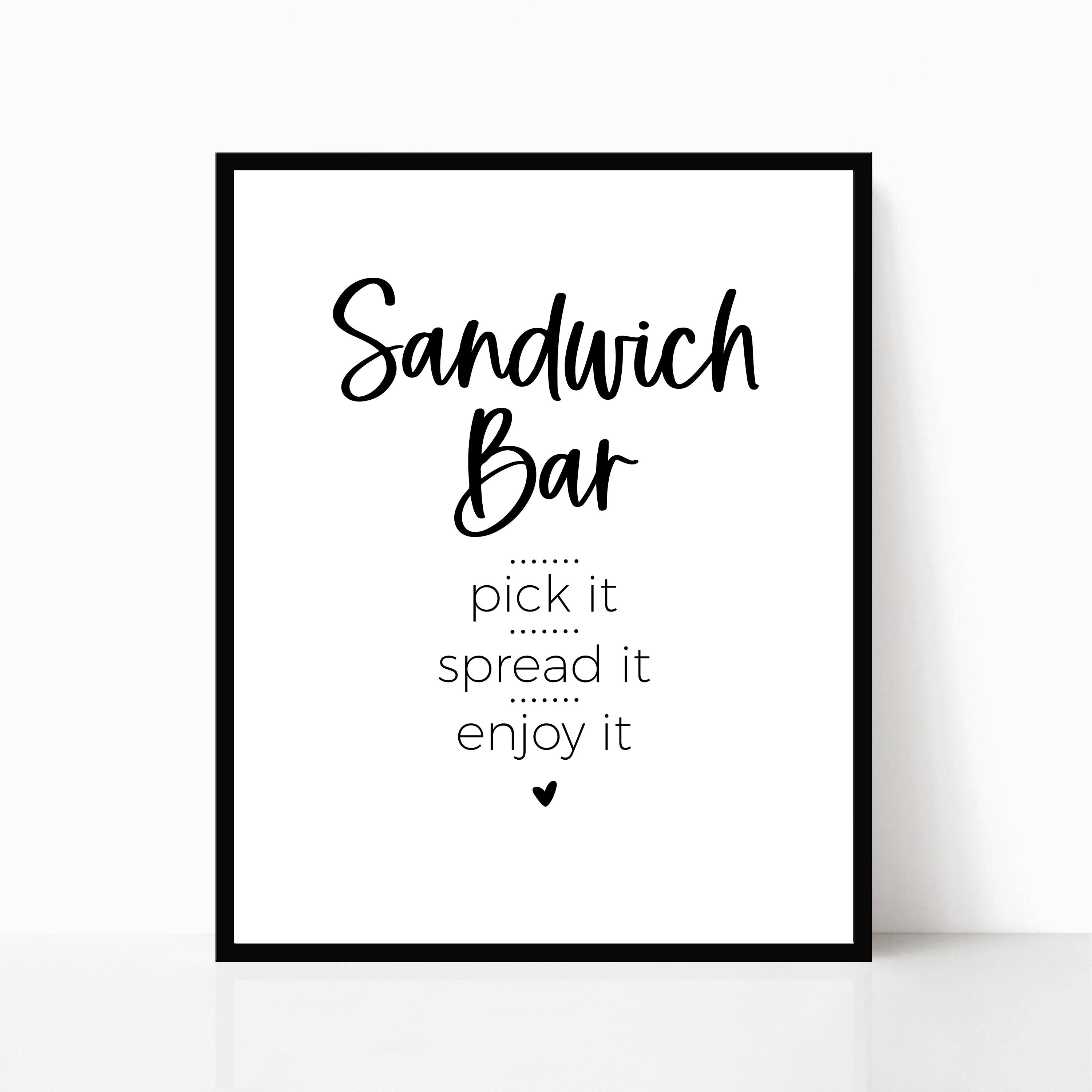 Sandwich Bar Sign, Sandwich Station, Make Your Own Food Bar, Buffet ...