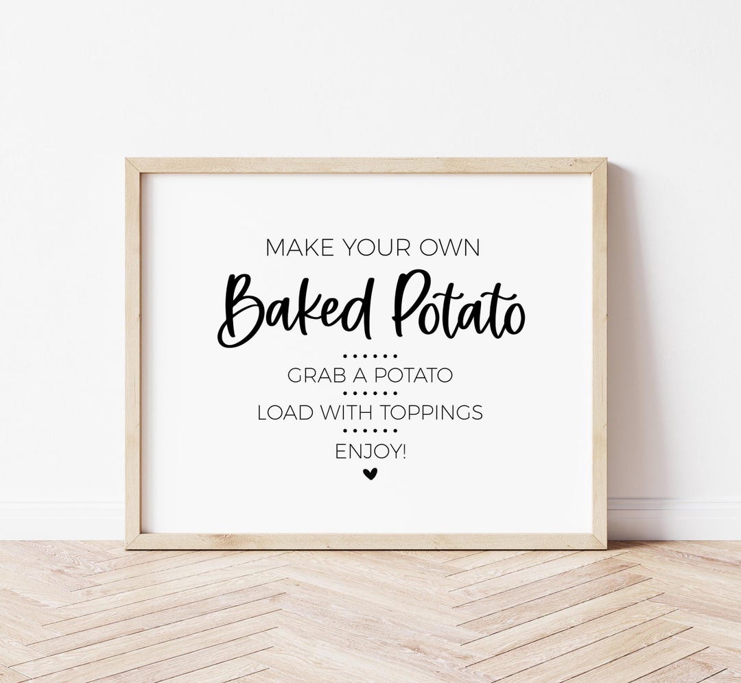 Baked Potato Bar Sign, Make Your Own Food Bar Buffet Table for Modern ...