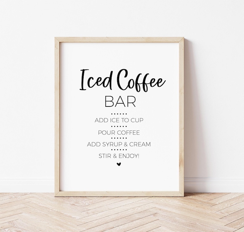 Iced Coffee Bar Sign, Modern Minimalist Party, Make Your Own Drink ...