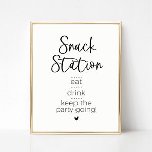 Snack Station Sign, Late Night Snack Food Bar, Sweets & Treats, Party ...
